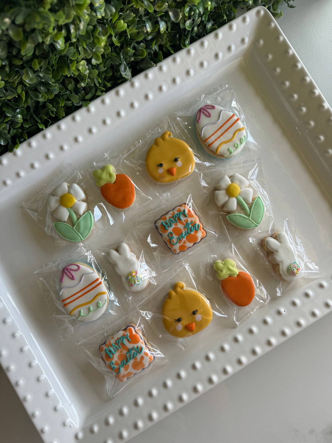 12 Happy Easter Mini Cookies, Easter Cookies, Bunny Cookies, Happy ...