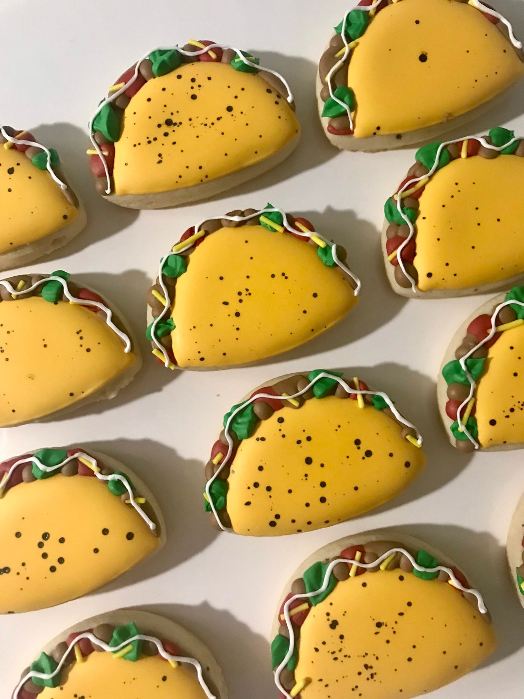12 mini tacos sugar cookies/ fiesta theme cookies/ birthday cookies ...