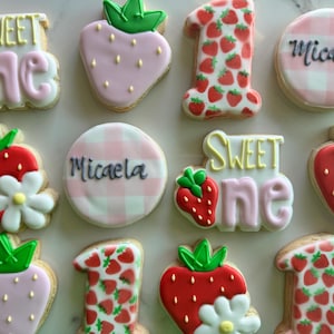 12 Berry First Birthday Cookies, Sweet One Cookies, Strawberry Themed ...