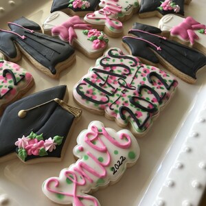 12 Graduation Floral Cookies, Prom Cookies, Senior Sugar Cookies, Class ...