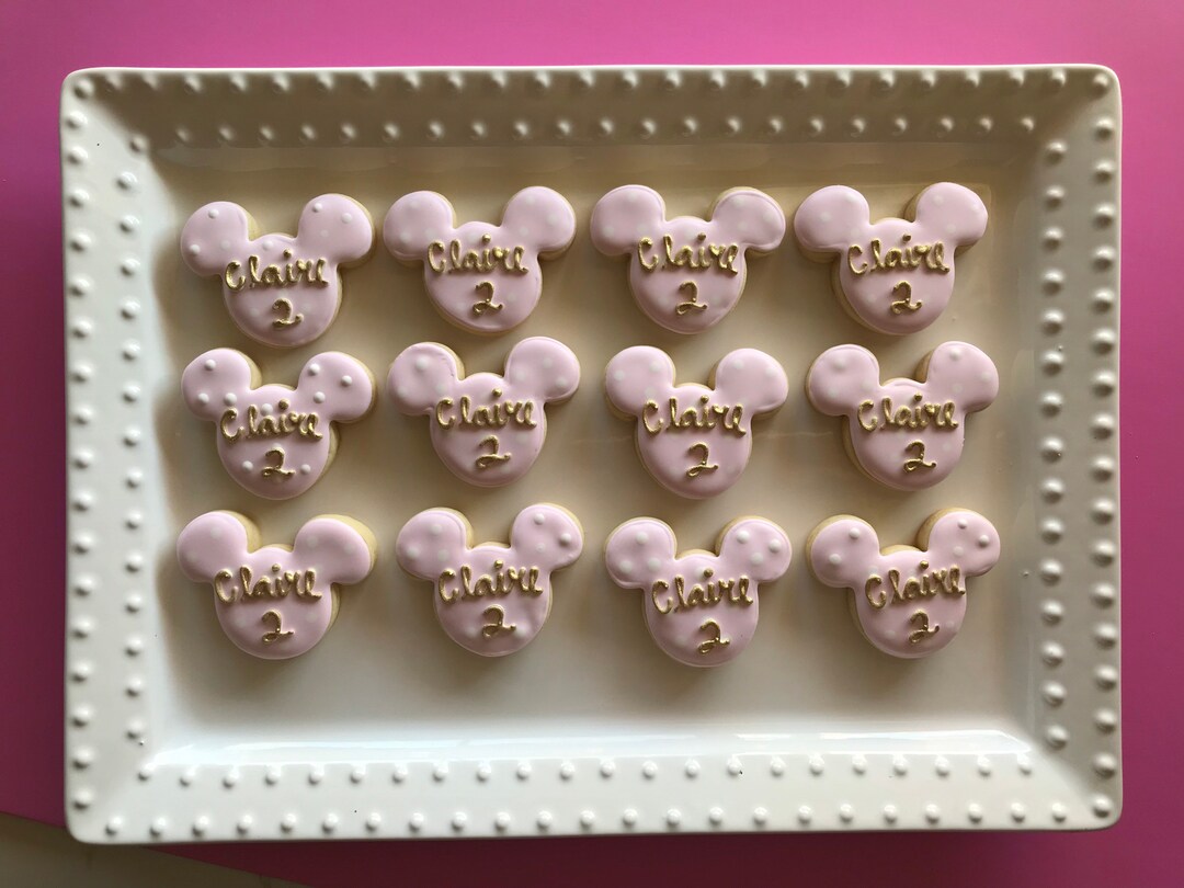 12 Personalized Pink Mouse Sugar Cookies/ Minnie Birthday/ Mouse Ears ...