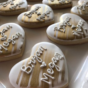 12 Personalized Wedding Heart Cookies, Anniversary Cookies, Wedding ...