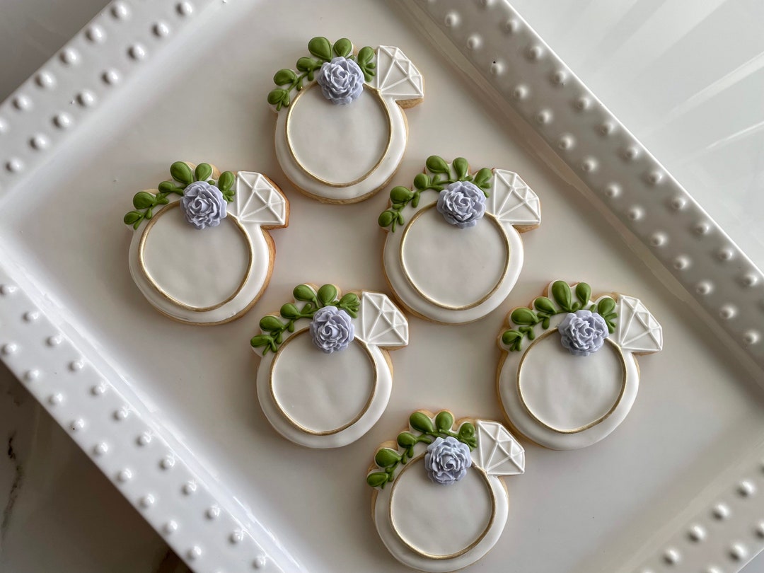 Wedding Ring Sugar Cookies: Floral Wedding Favors (12) - Etsy