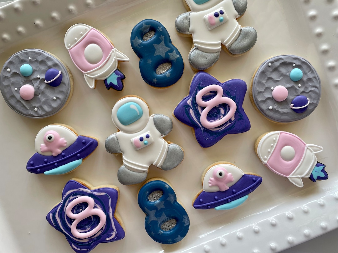 12 Outer Space Cookies, Space Birthday Cookies, Trip Around the Sun ...