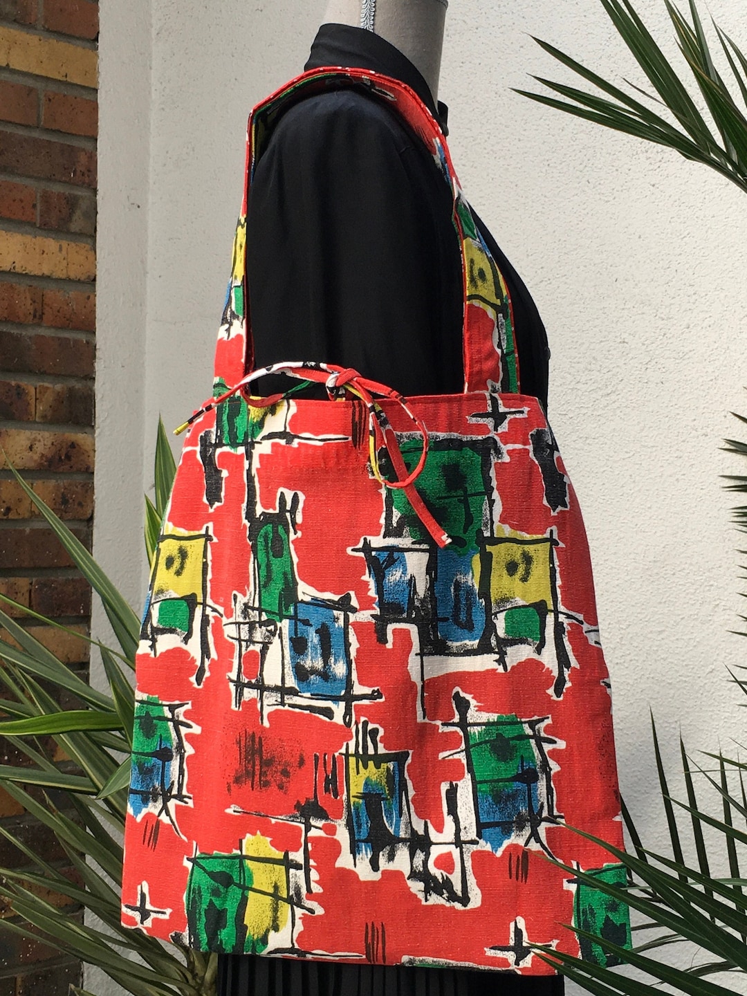 Women's Reversible Lined Shopping Bag in Vintage 1950s 1960s Fabric ...