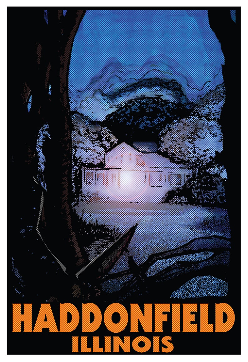 HADDONFIELD Illinois Travel Poster HALLOWEEN | Etsy