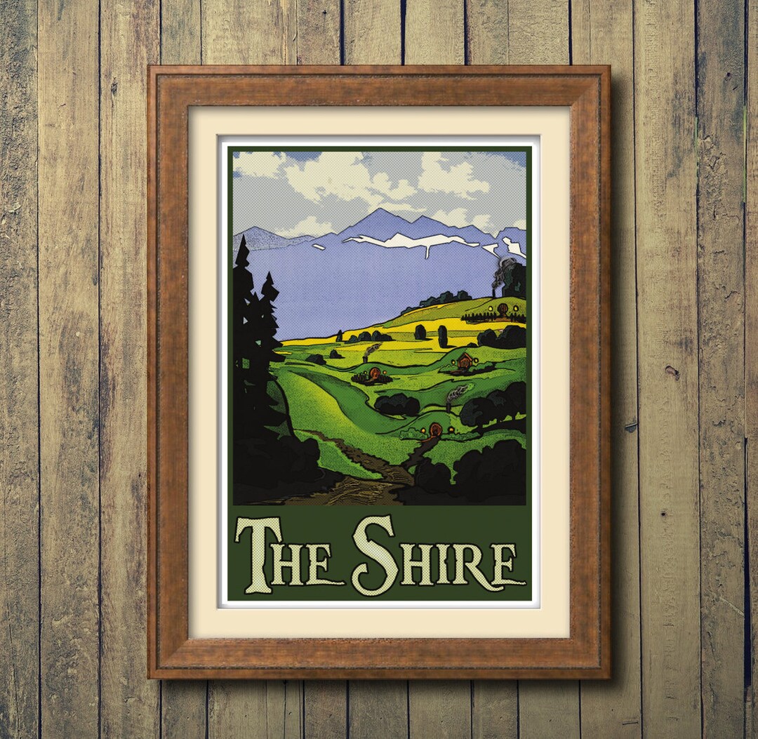 SHIRE Travel Poster Hobbit 13x19 direct From the Artist - Etsy