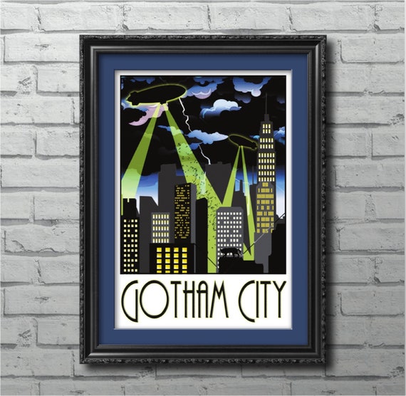 GOTHAM CITY Travel Poster Batman 13x19 | Etsy