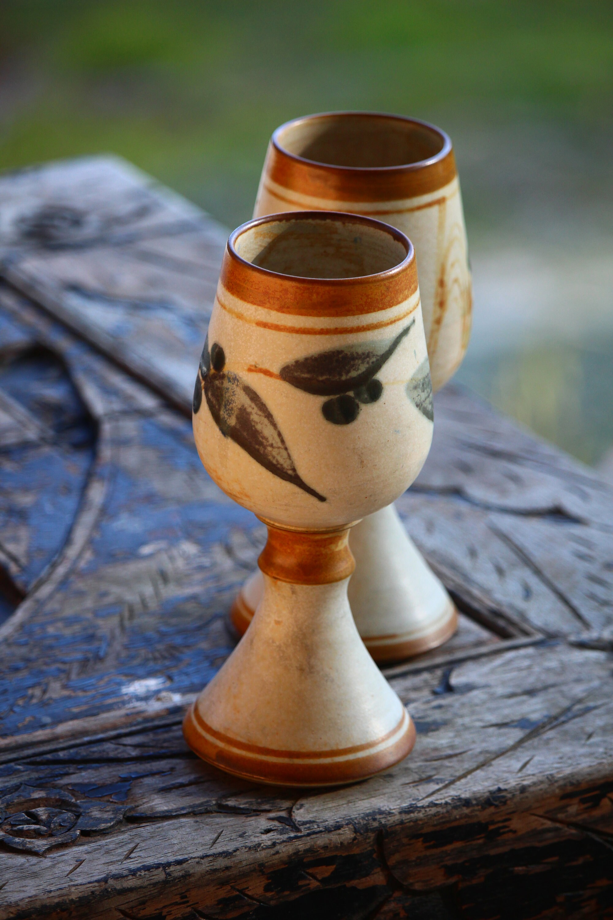 Australian Studio Pottery Floral Pottery Goblets Rustic - Etsy