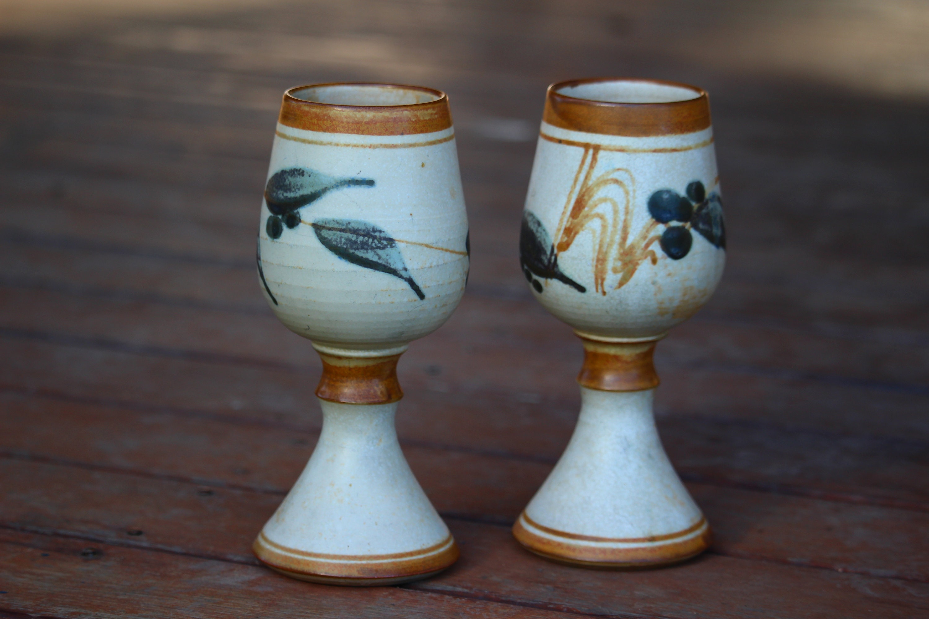 Australian Studio Pottery Floral Pottery Goblets Rustic - Etsy