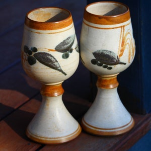 Australian Studio Pottery - Floral Pottery Goblets - Rustic Home Decor ...