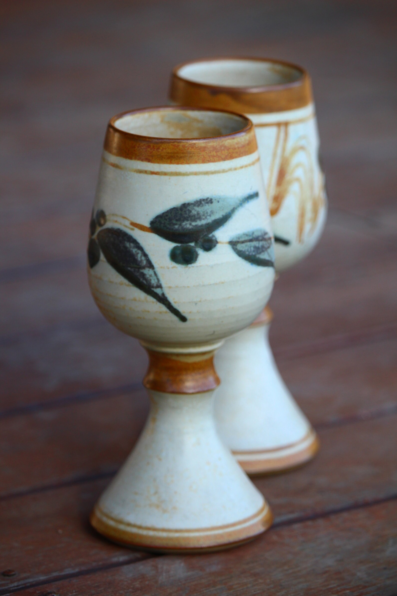 Australian Studio Pottery Floral Pottery Goblets Rustic | Etsy