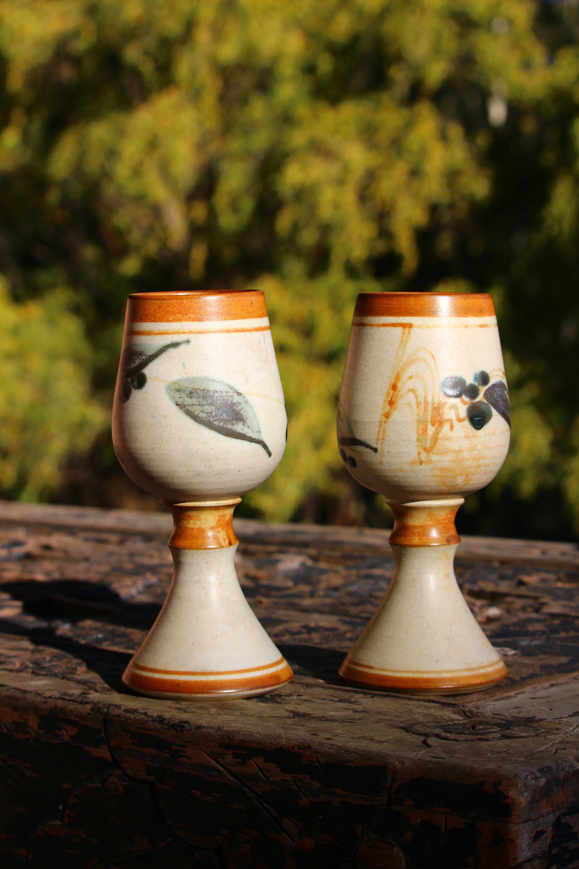 Australian Studio Pottery Floral Pottery Goblets Rustic - Etsy