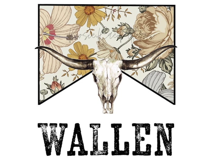 Vintage Wallen Bull Skull PNG | Wallen Png | Country Music Png ...