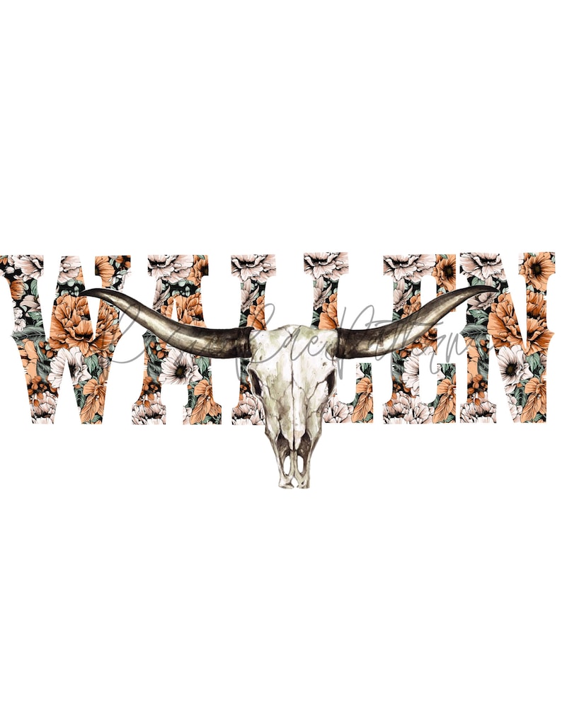 Vintage Wallen Bull Skull PNG | Wallen Png | Country Music Png ...