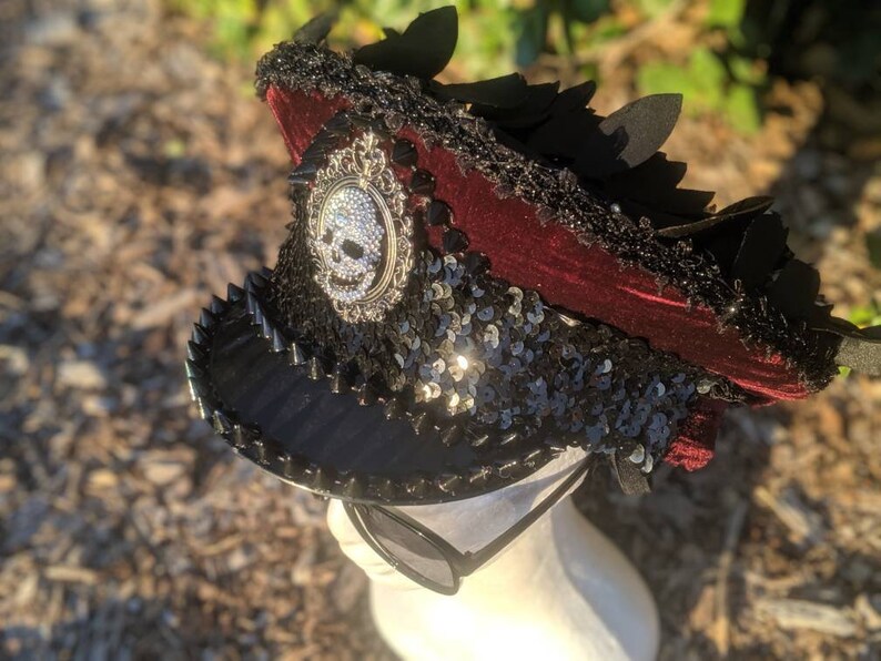 Gothic Style Hat With Leds Velvet Spikes Skull Doof Hat - Etsy