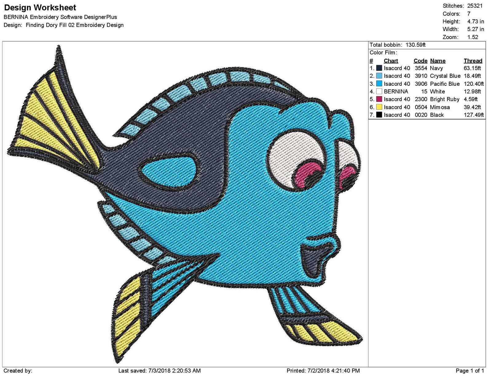 Finding Dory Fill 02 Embroidery Design Instant Download - Etsy