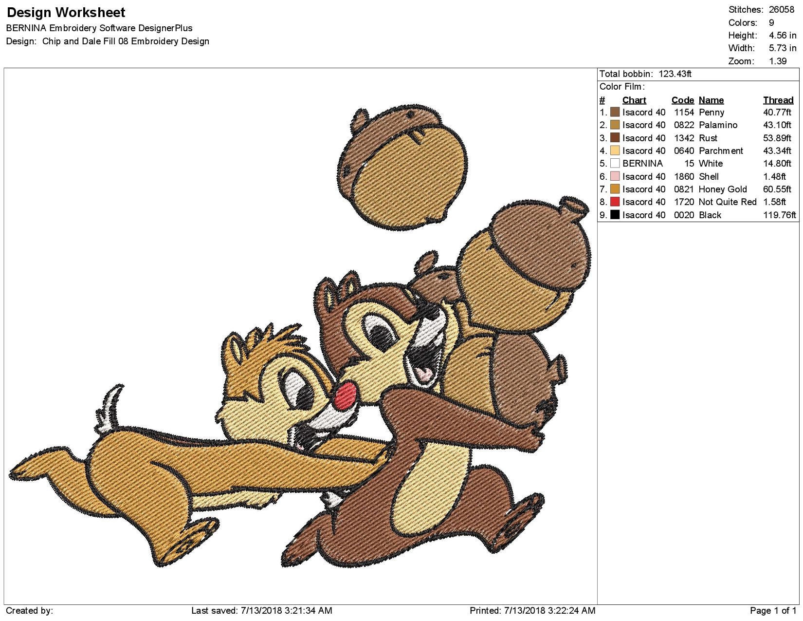 Chip and Dale Fill 08 Embroidery Design Instant Download | Etsy