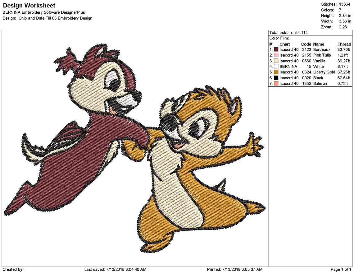Chip and Dale Fill 03 Embroidery Design Instant Download | Etsy