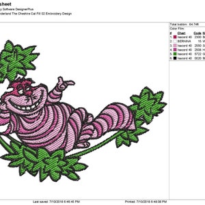 Alice in Wonderland the Cheshire Cat Fill 02 Embroidery Design ...