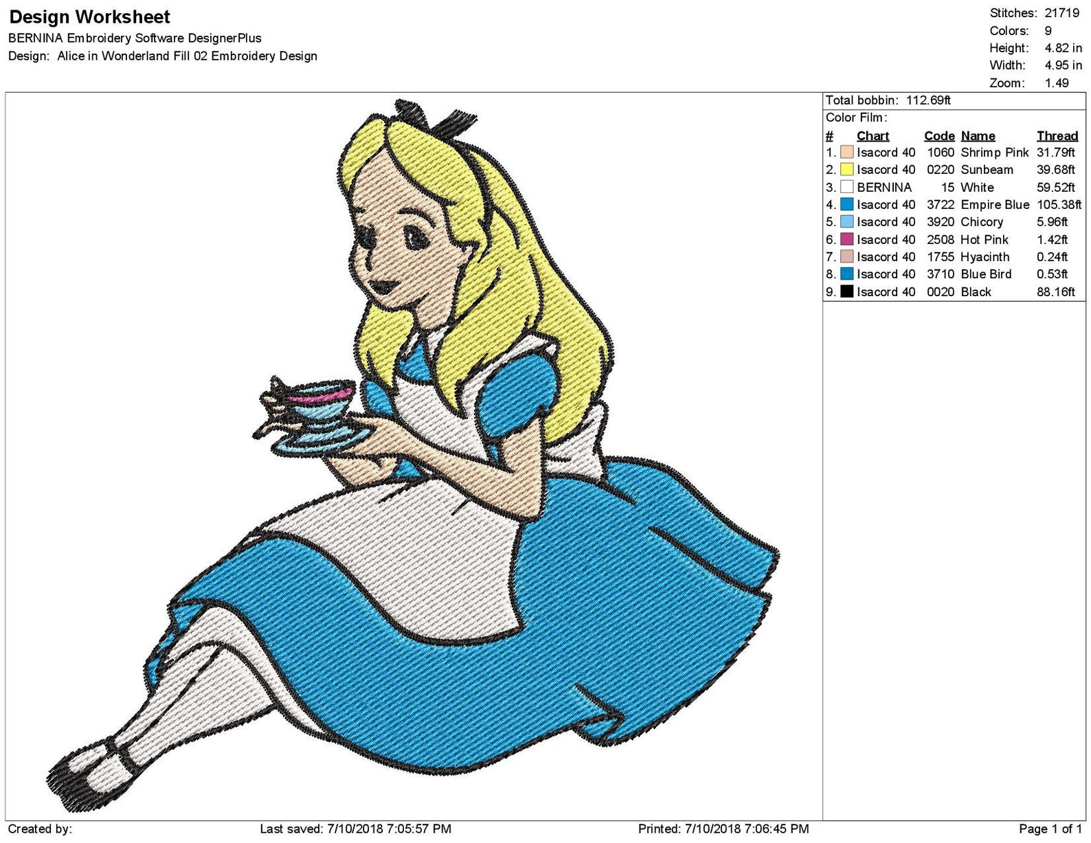 Alice in Wonderland Fill 02 Embroidery Design Instant - Etsy