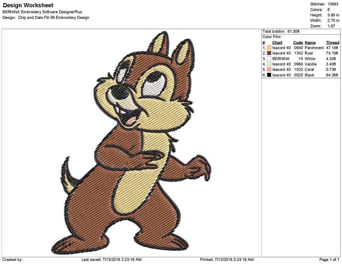 Chip and Dale Fill 09 Embroidery Design Instant Download | Etsy