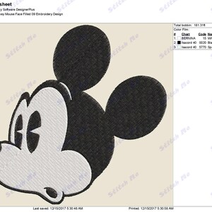 Classic Mickey Mouse Face Filled 09 Embroidery Design - Instant ...