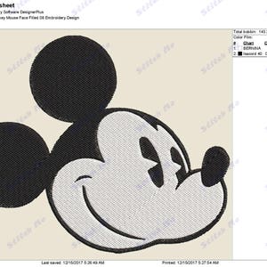 Classic Mickey Mouse Face Filled 08 Embroidery Design - Instant ...
