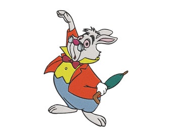 Alice in Wonderland White Rabbit Fill 01 Embroidery Design - Etsy