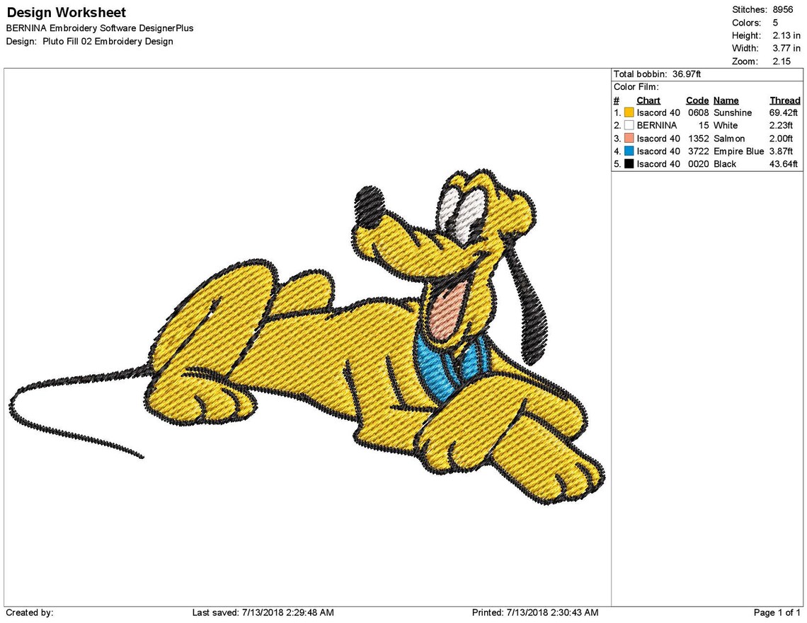 Pluto Fill 02 Embroidery Design Instant Download | Etsy