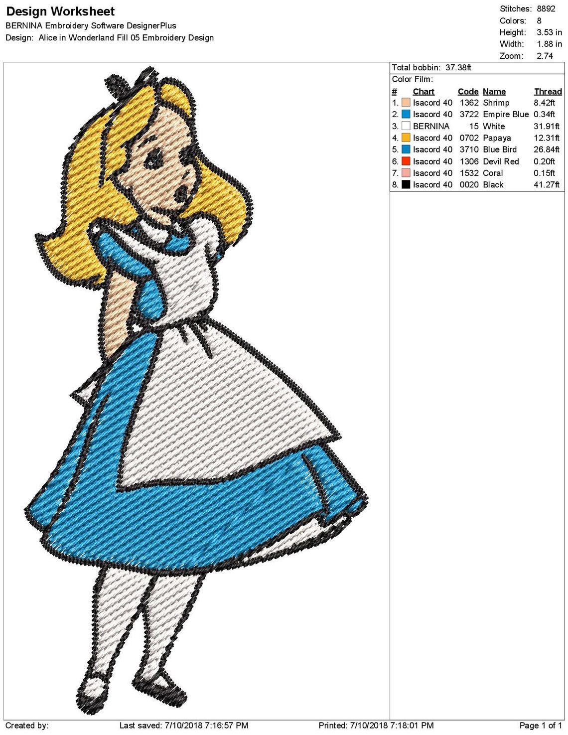 Alice in Wonderland Fill 05 Embroidery Design Instant | Etsy