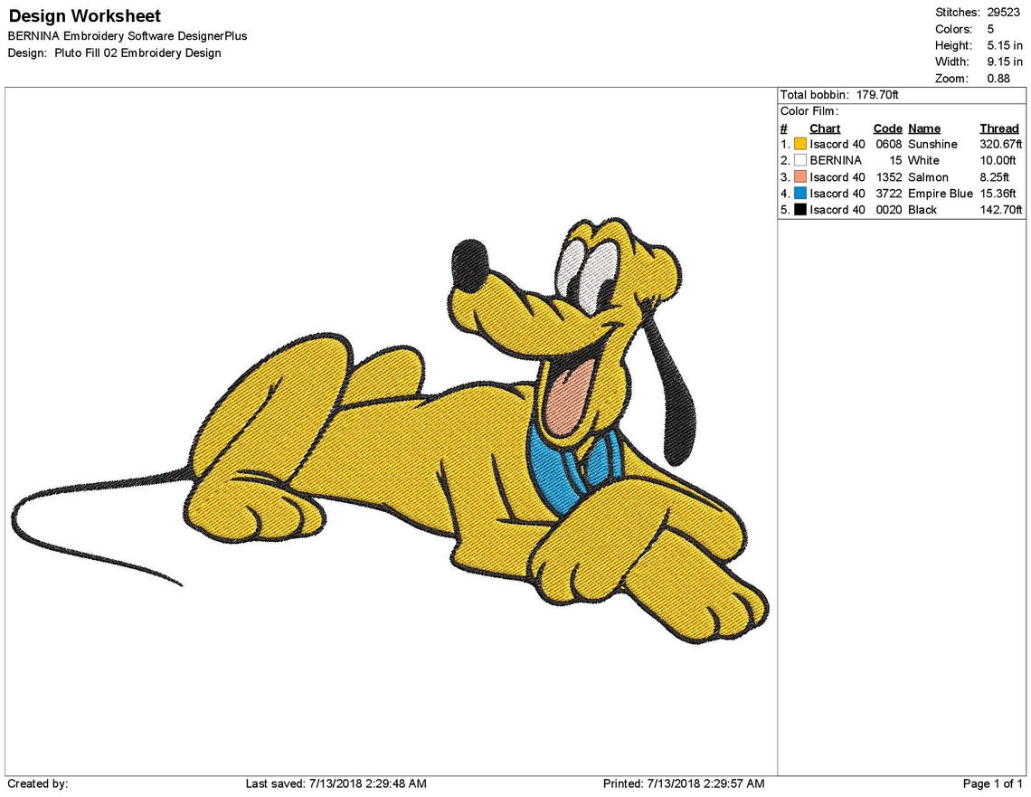 Pluto Fill 02 Embroidery Design Instant Download | Etsy