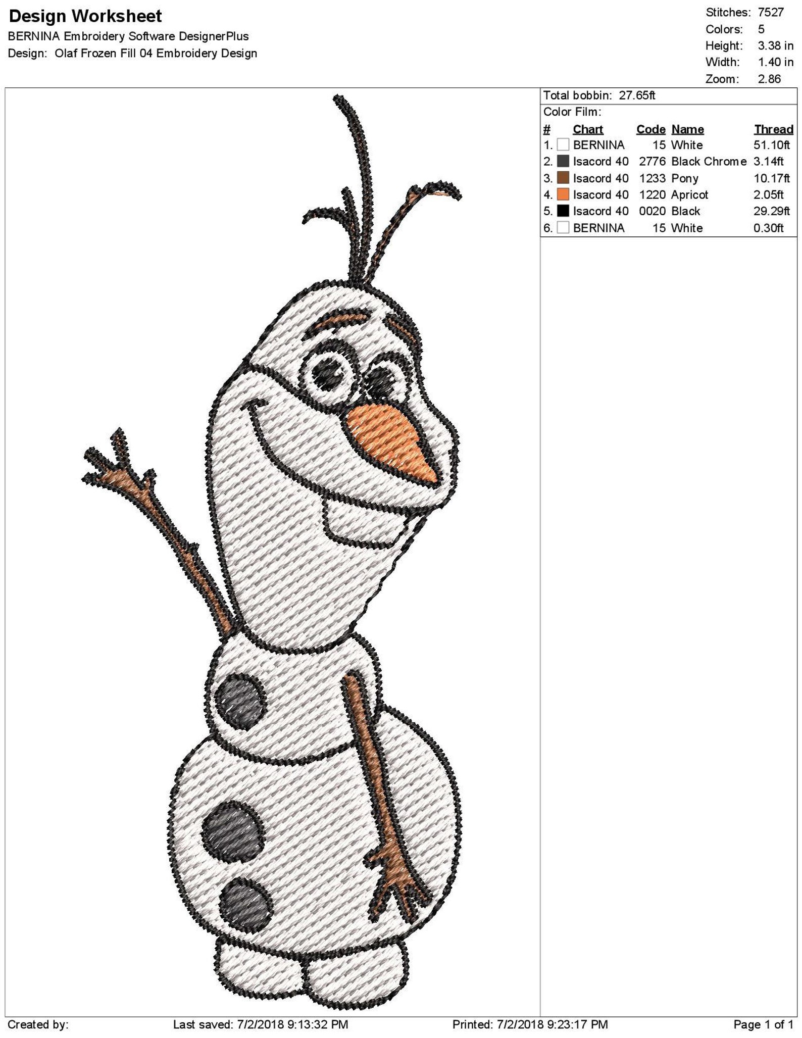 Olaf Frozen Fill 04 Embroidery Design Instant Download | Etsy