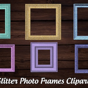 Glitter Photo Frames, Glitter Frame Clipart, Shiny Picture Frames ...