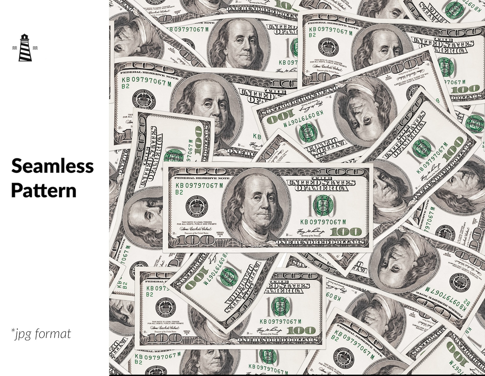 Hundred Dollar Bill Seamless Pattern, Raining Money Digital Paper, 100 ...