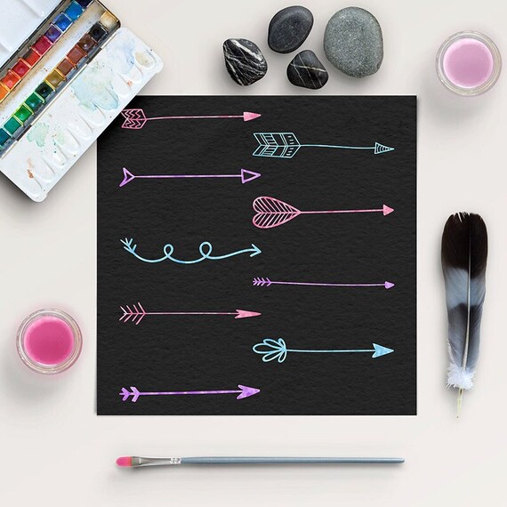 Watercolor Arrows Clipart Hand Drawn Elements Watercolor - Etsy