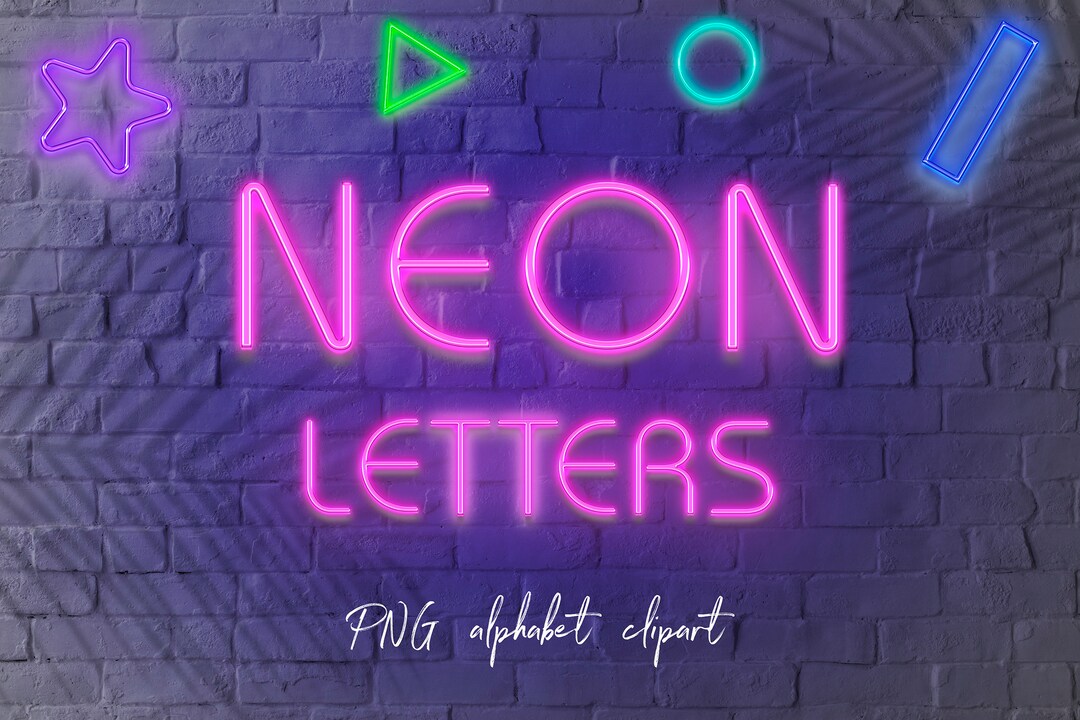 Neon Letters Clipart, Neon Alphabet & Numbers Clipart, Pink Png Letters ...