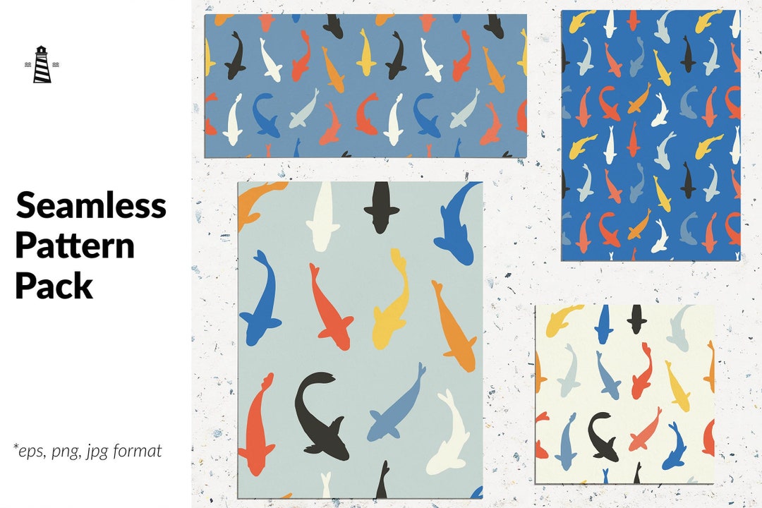 Fish Digital Paper, Vector Backgrounds With Koi Fishes, Oriental Koi ...