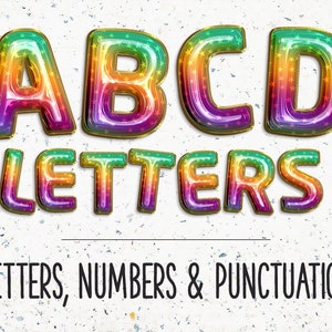 Rainbow Balloons Alphabet Clipart, Colorful Balloons Clipart, Party ...