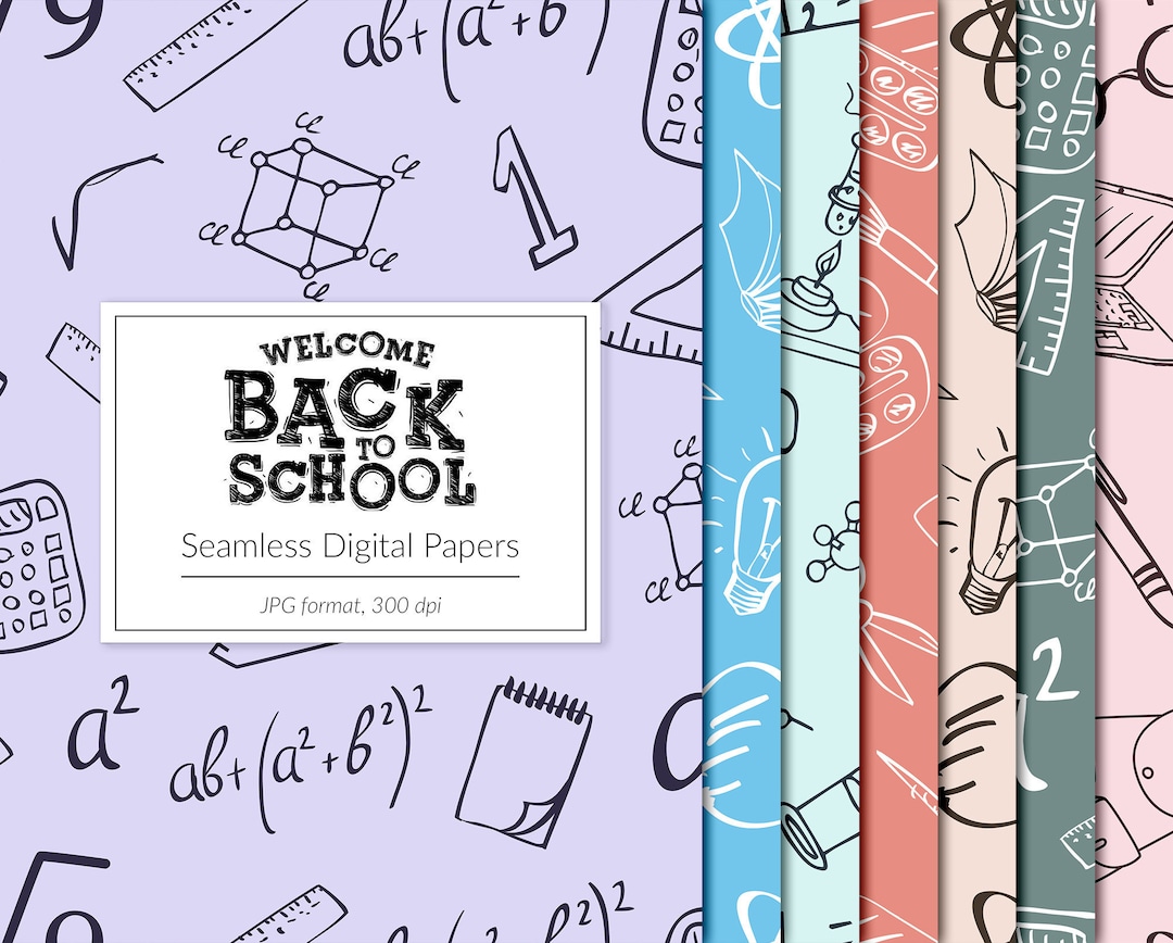 Back to School Seamless Patterns, School Digital Paper, School Patterns ...
