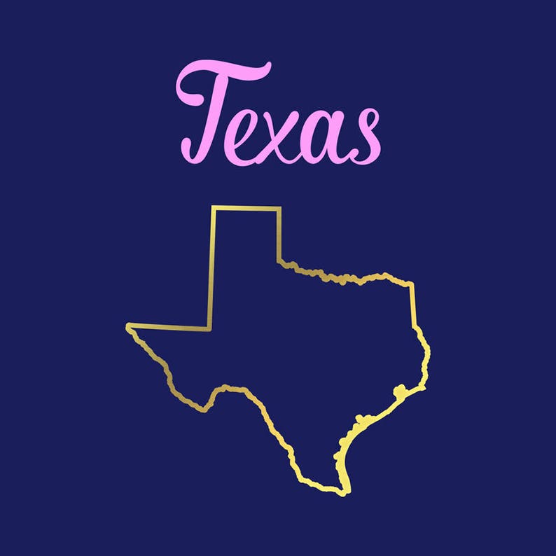 Texas SVG TX Gold Outline PNG Clipart Cutting Files Usa - Etsy