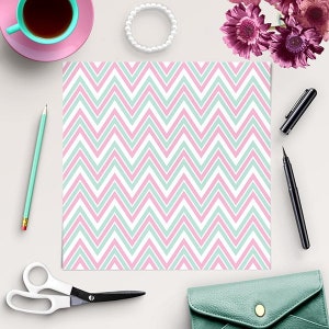 Mint and Pink Digital Paper Pack | Scrapbook Paper | Printable ...