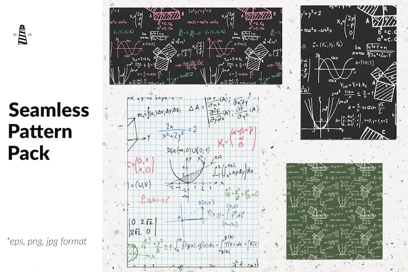 Math Digital Paper Seamless Patterns School Vector - Etsy