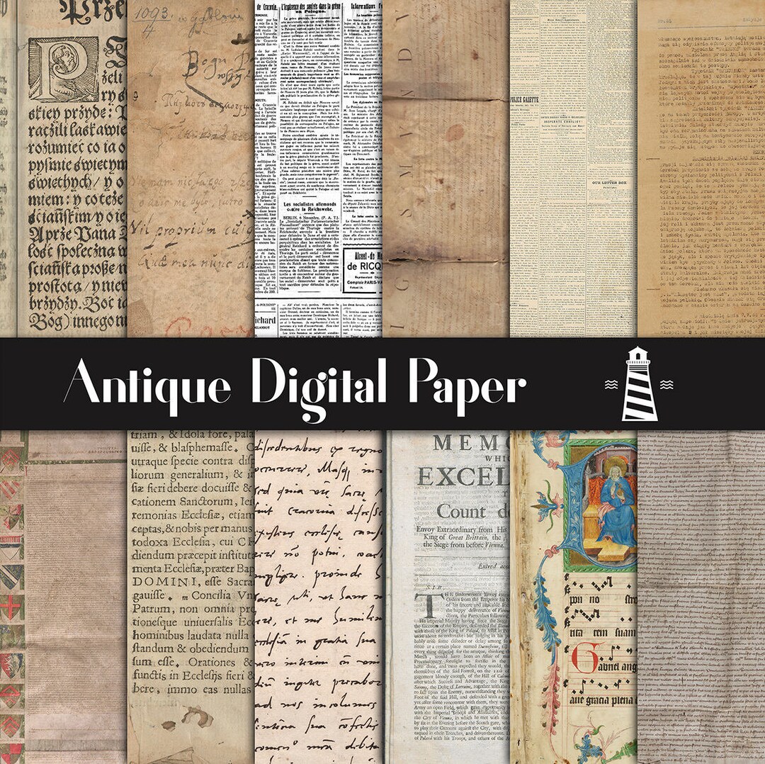 Antique Digital Paper, Tattered Backgrounds, Old Vintage Book Pages ...