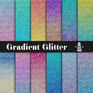 Gradient Glitter Digital Paper, Ombre Glitter Backgrounds, Metallic ...