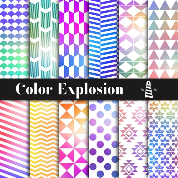 Color Explosion Digital Paper Color Explosion Patterns - Etsy
