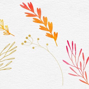 Watercolor and Gold Botanical Clipart, Hand Painted Watercolor & Gold ...