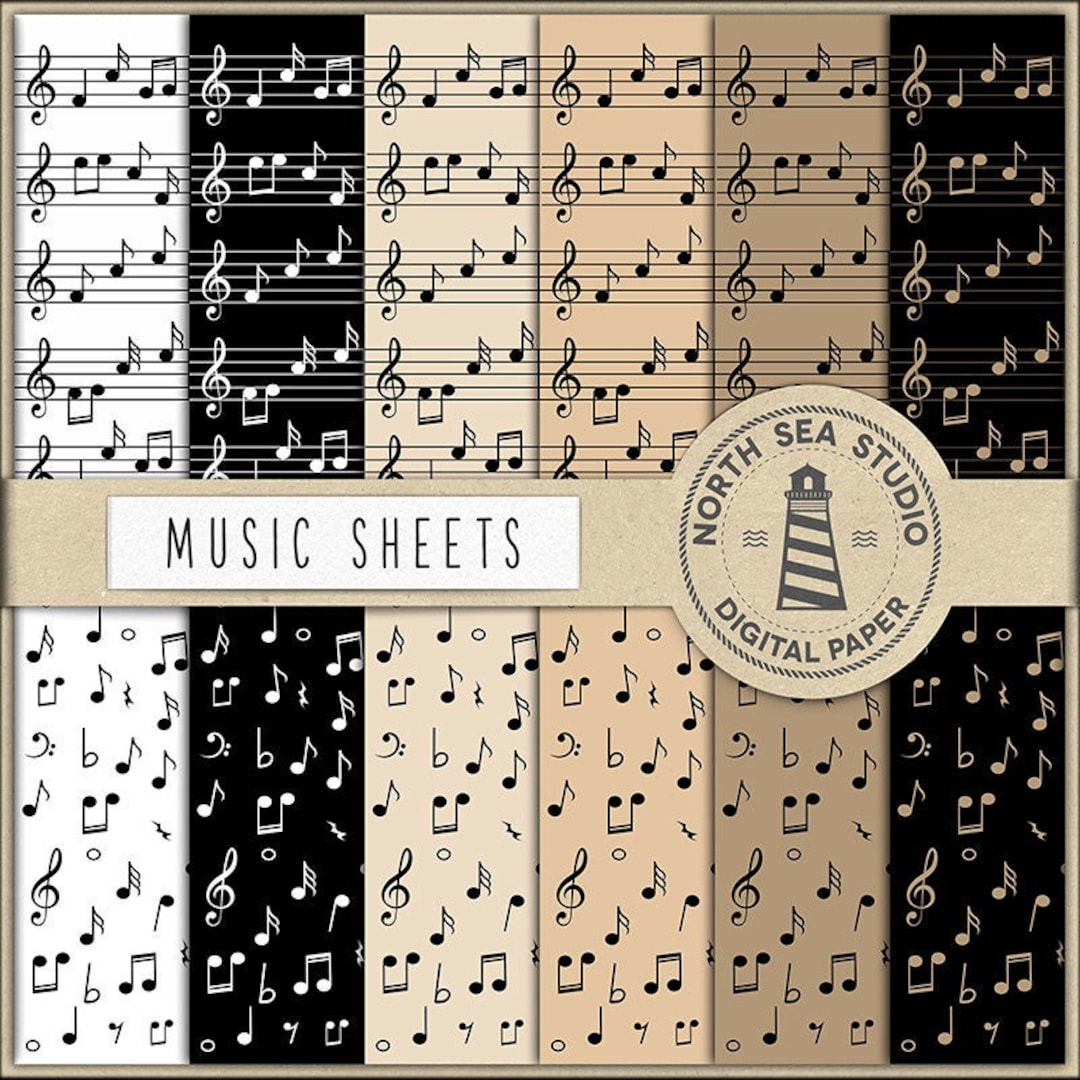 Sing It, Music Digital Paper, Music Sheet Paper, Musical Themed ...