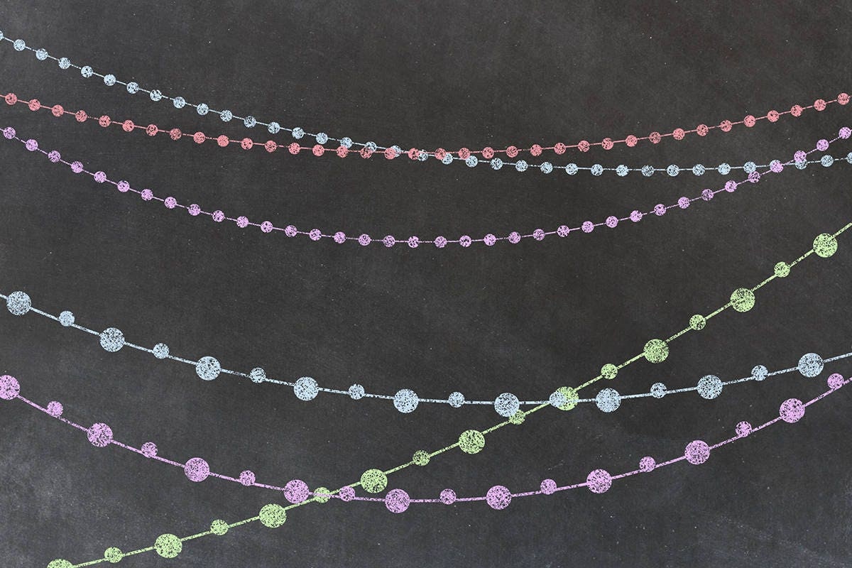 Chalkboard String Lights Clipart, Colored Chalk Fairy Lights, Party ...