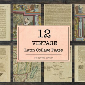 Vintage Latin Book Pages, Digital Photography Backdrops Ephemera ...